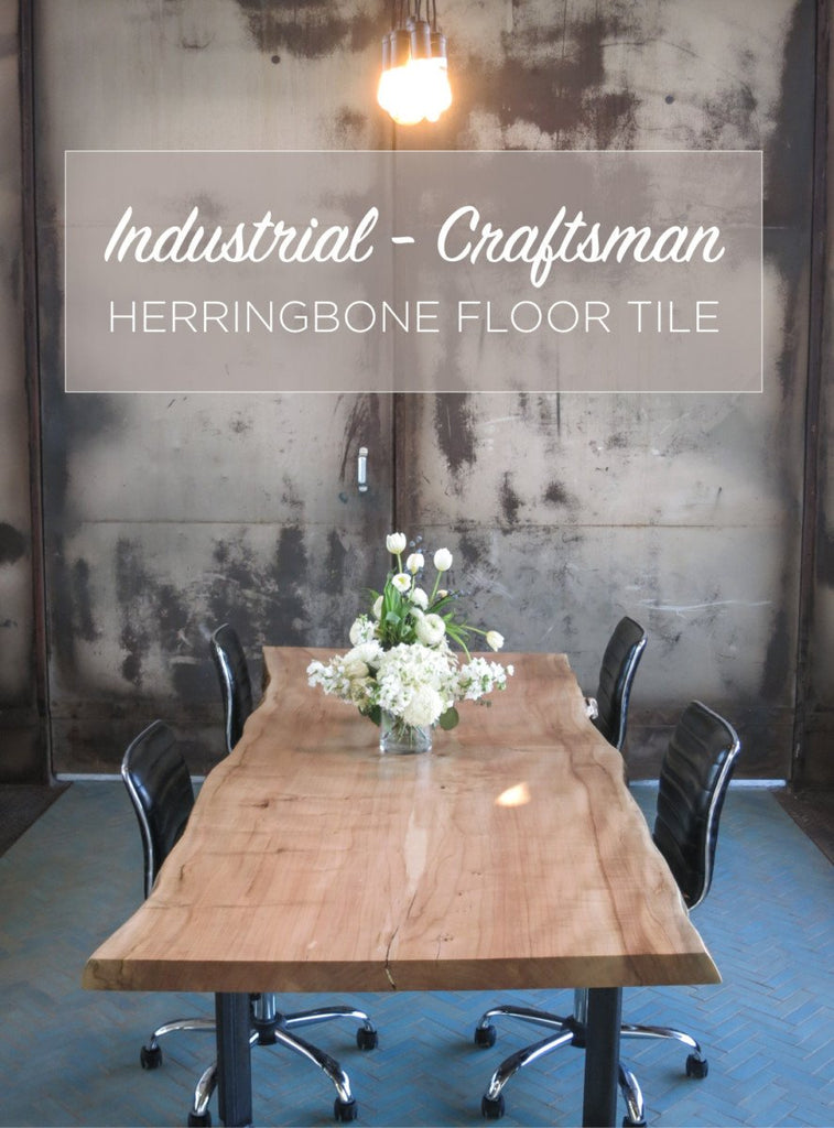 Industrial Craftsman Conference Room Herringbone Ceramic Floor Tiles ...