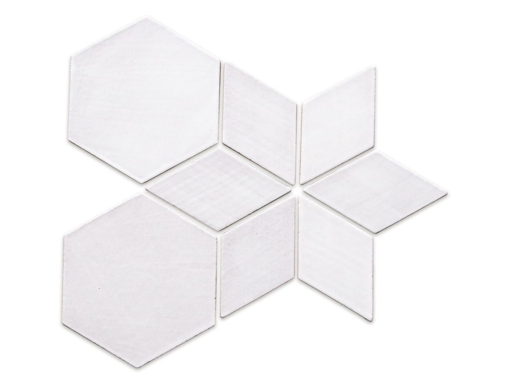 White Geo-Star Pattern Ceramic Tile | Shop Mercury Mosaics