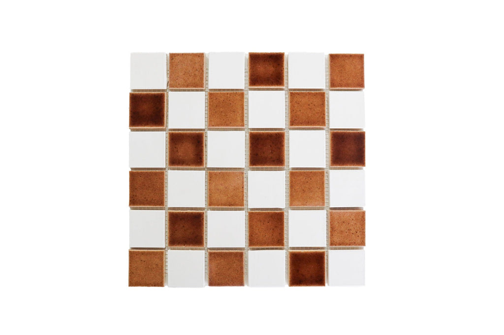 Checkerboard 2"x2" 301 Marshmallow & 17 Hazelnut Stacked Tile | Shop ...