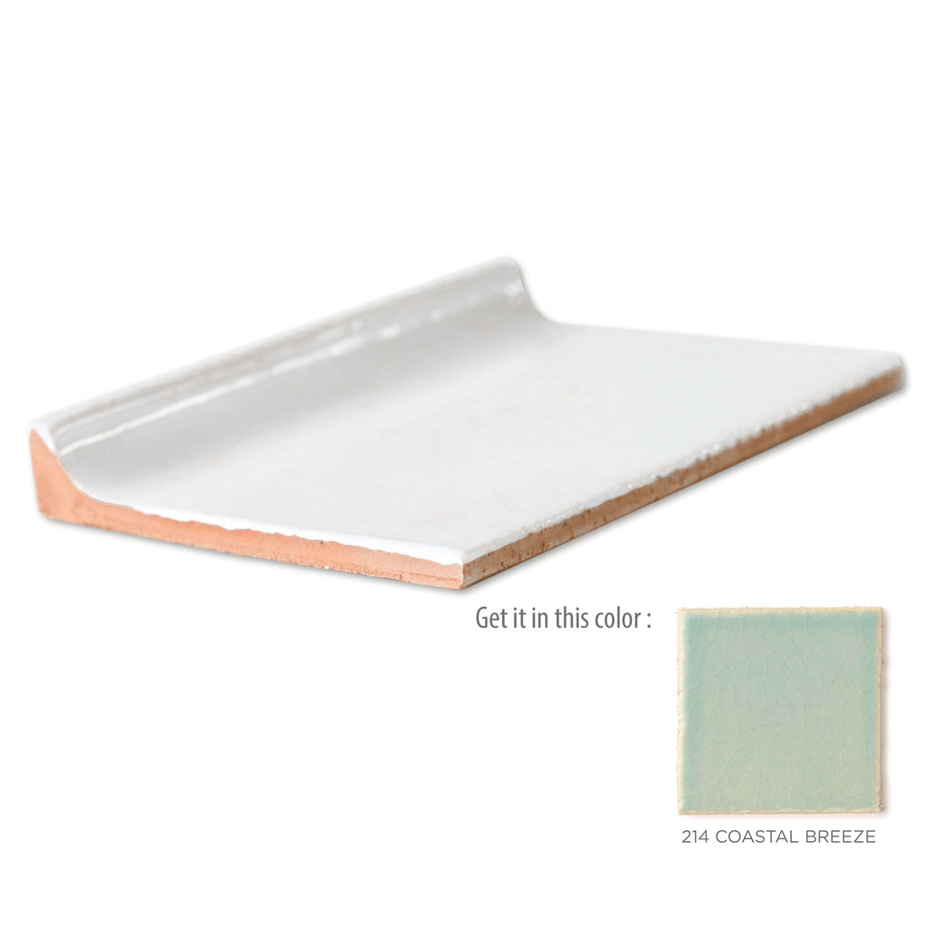 Coastal Breeze Ceramic Cove Base Tile Trim - 4"x6" | Mercury Mosaics