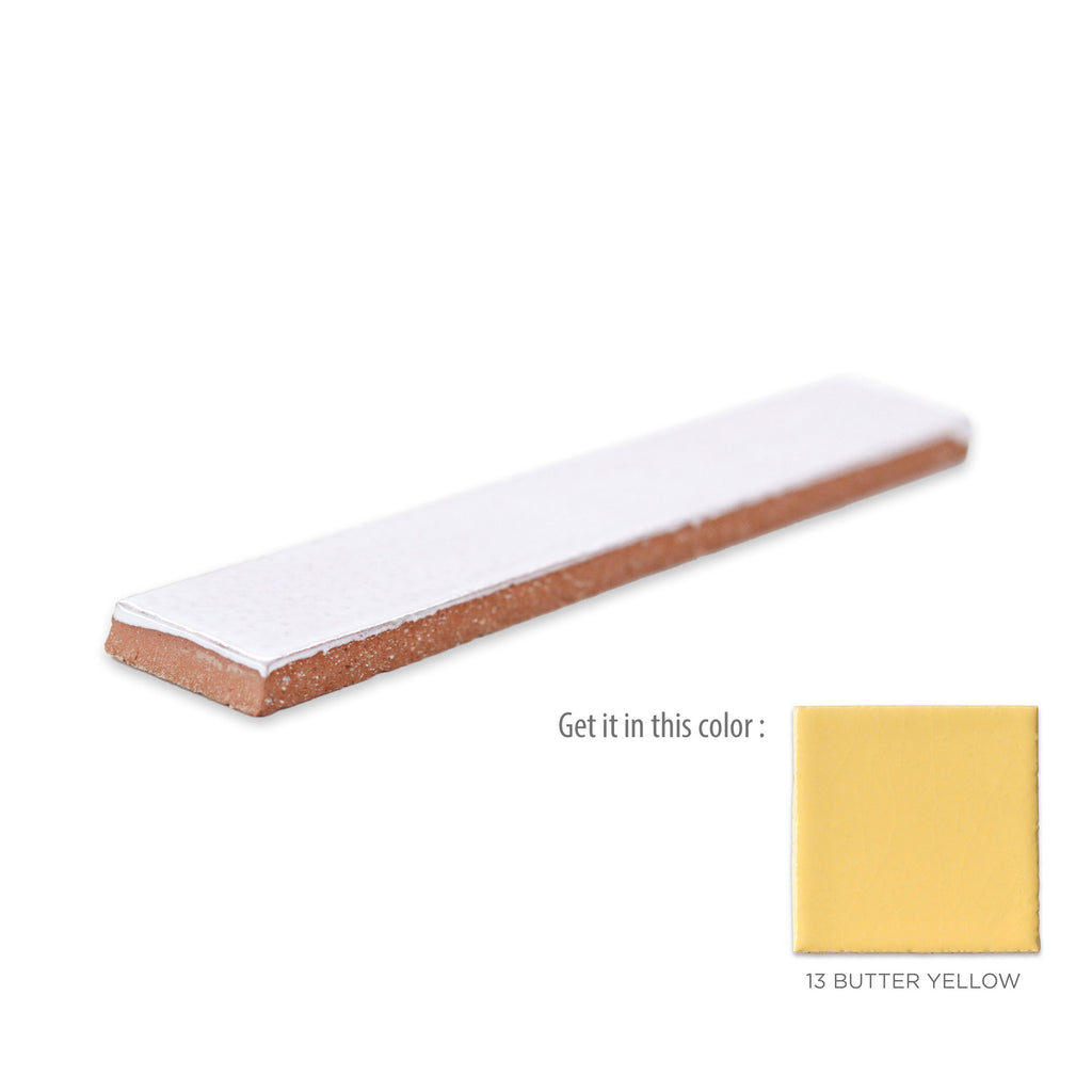 1"x6" Flat Liner Tile - 13 Butter Yellow | Handmade by Mercury Mosaics
