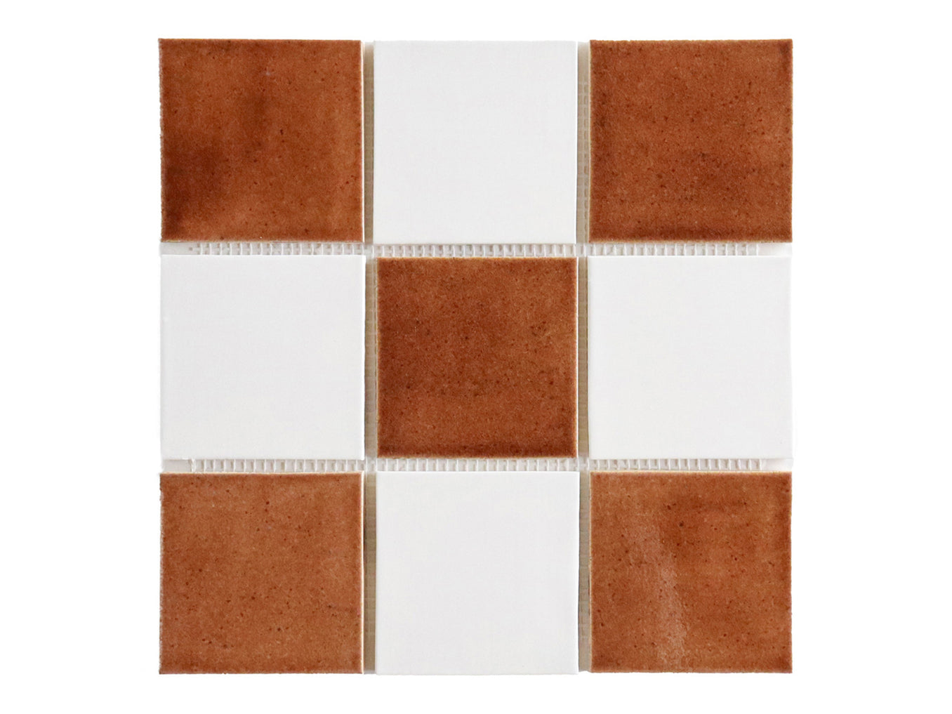 4"x4" Marshmallow & Hazelnut Checkerboard Subway Tile | Shop Handmade ...