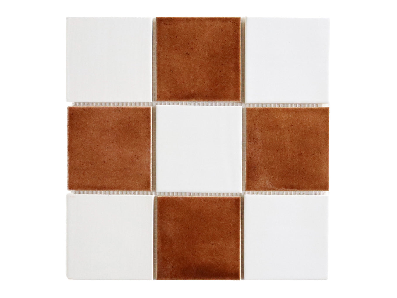 4"x4" Marshmallow & Hazelnut Checkerboard Subway Tile | Shop Handmade ...