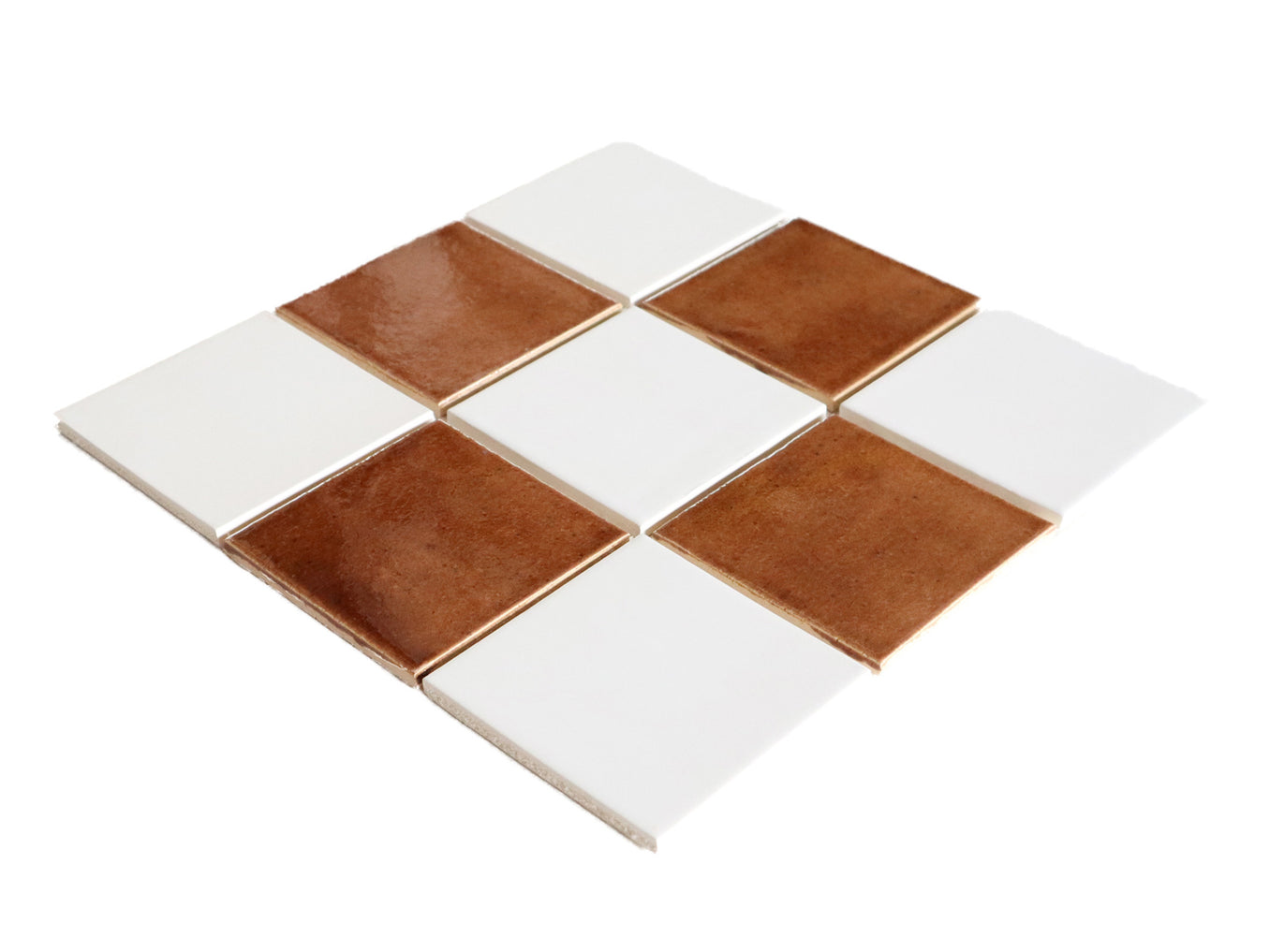 4"x4" Marshmallow & Hazelnut Checkerboard Subway Tile | Shop Handmade ...
