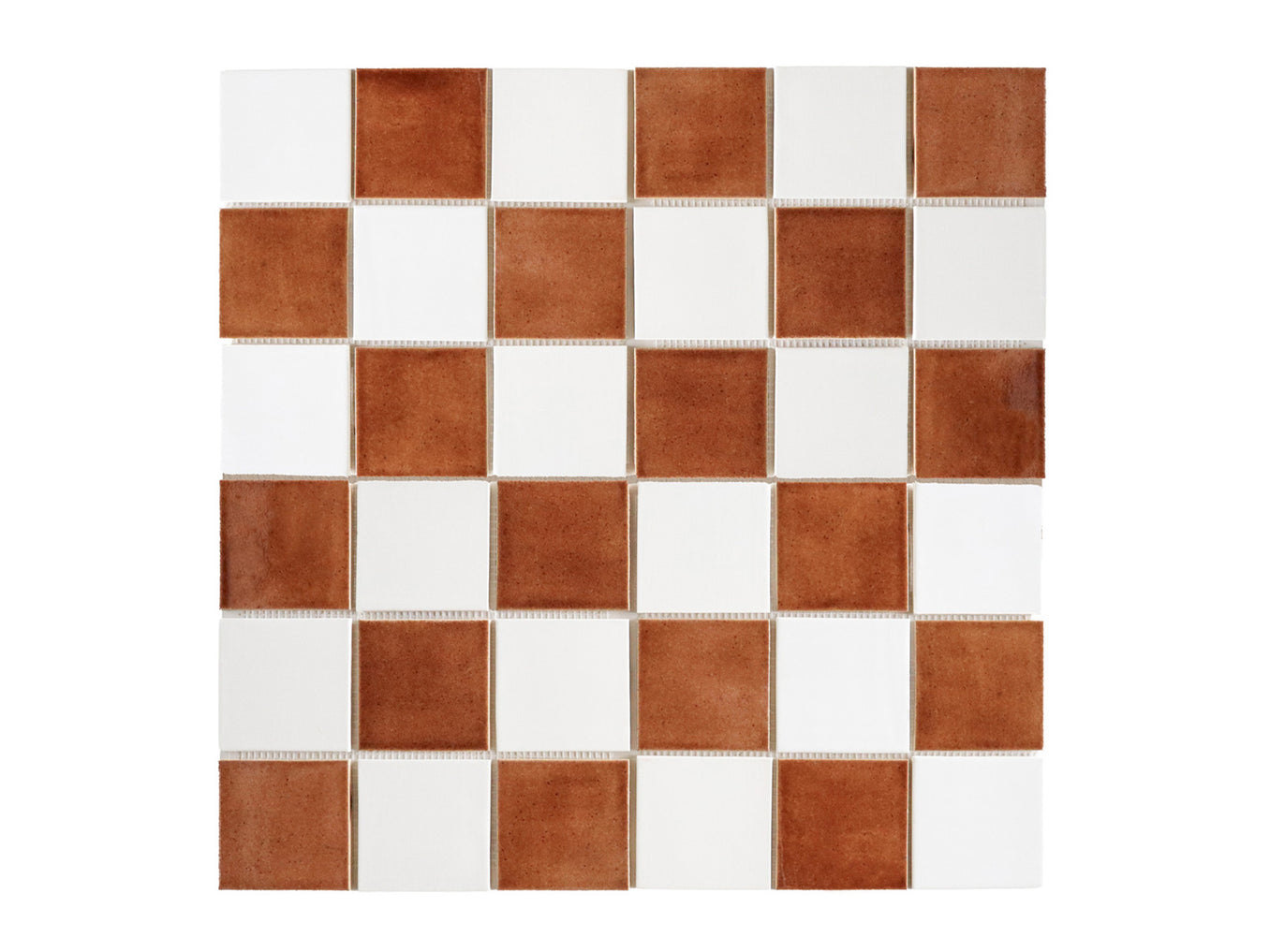 4"x4" Marshmallow & Hazelnut Checkerboard Subway Tile | Shop Handmade ...