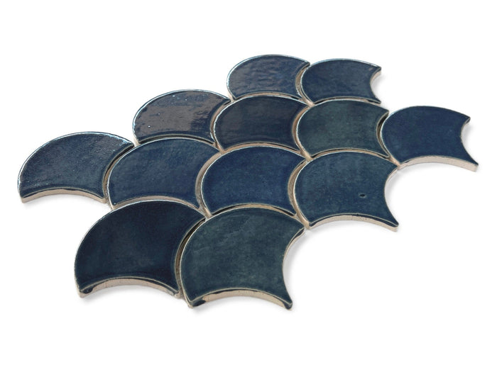 Prussian Blue Fish Scale Tile | Shop Mercury Mosaics Tile