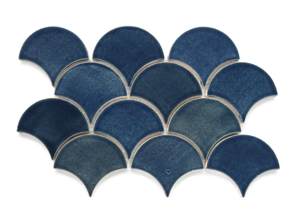 Prussian Blue Fish Scale Tile | Shop Mercury Mosaics Tile