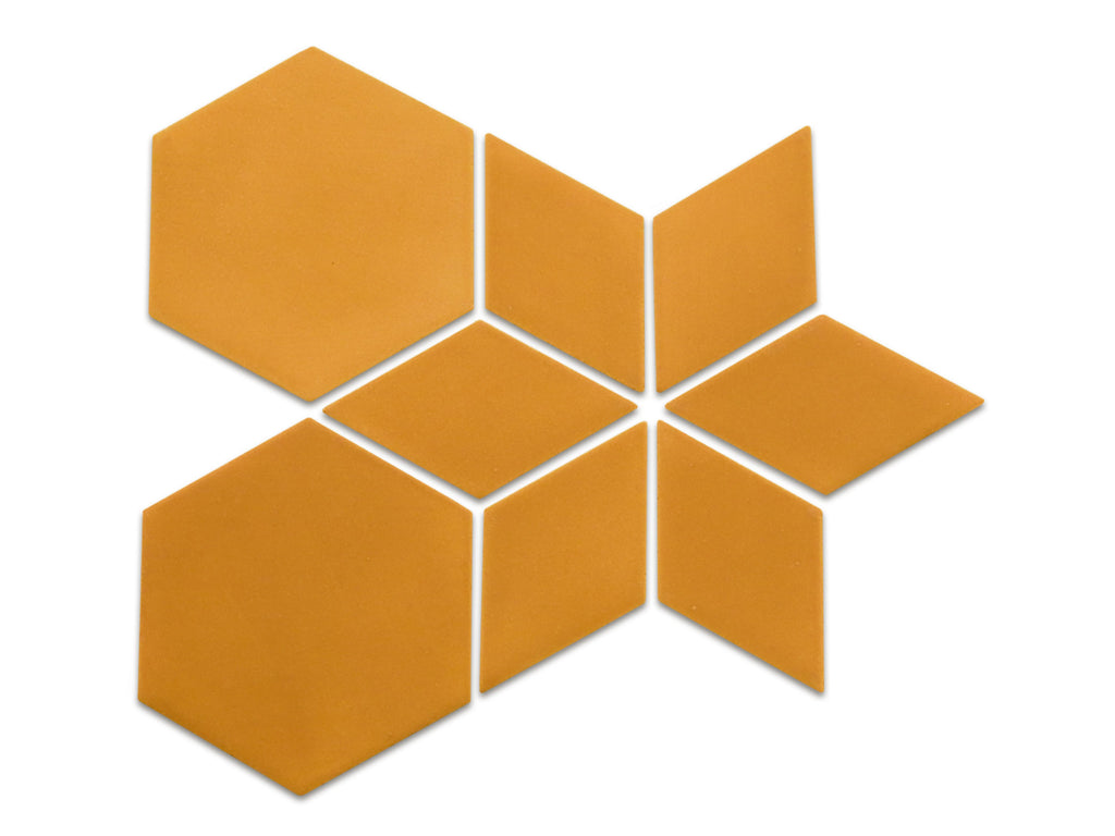 Ochre Brown Geo-Star Pattern Ceramic Tile | Shop Mercury Mosaics