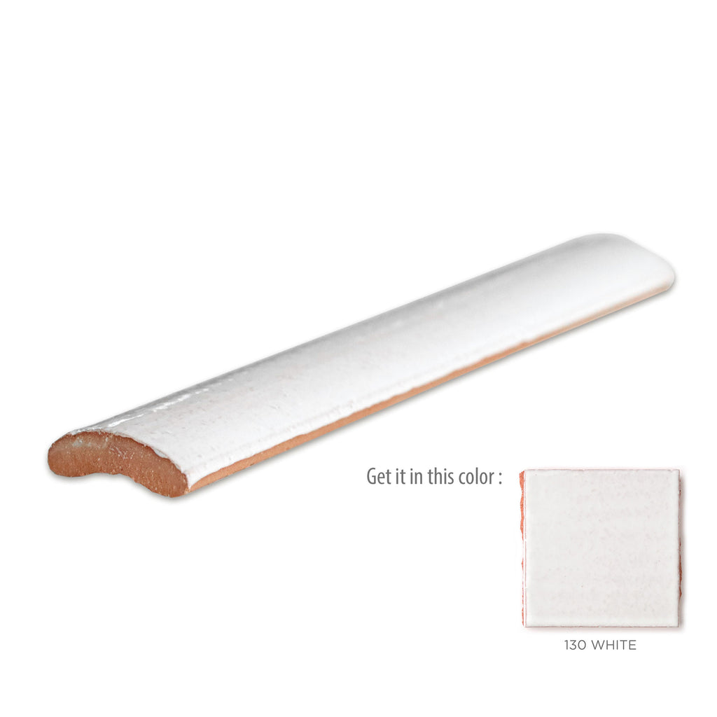 White Ceramic Quarter Round Tile Trim - 3/4"x6" | Mercury Mosaics