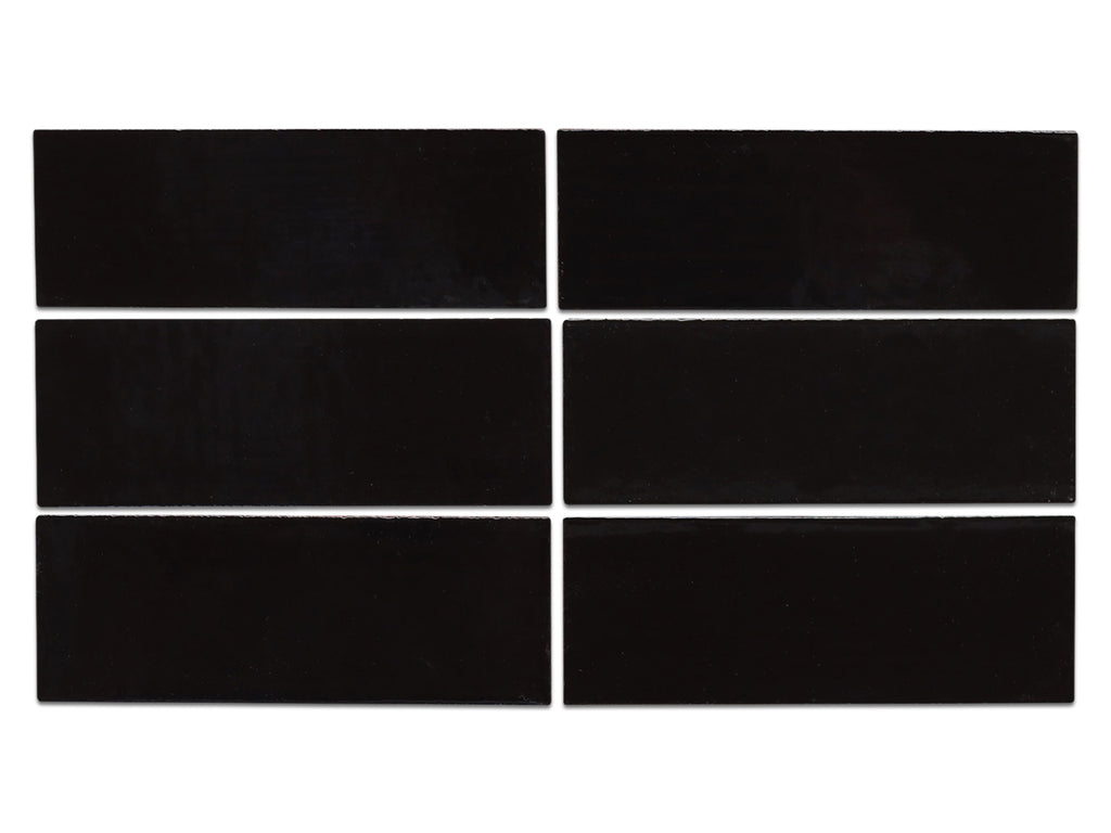 3"x8" Subway Tiles - Black | Handmade Subway Tiles | Mercury Mosaics