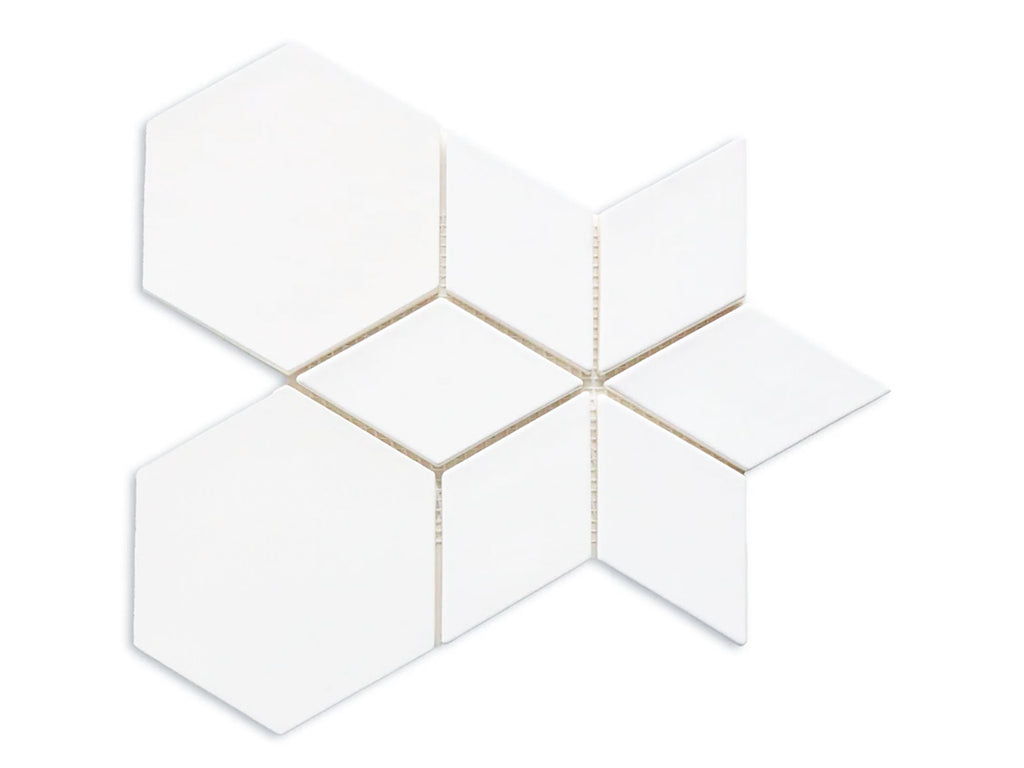 White Geo-Star Pattern Ceramic Tile | Shop Mercury Mosaics