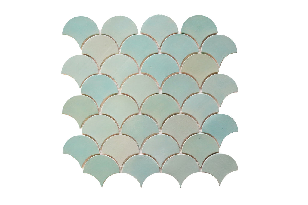 Large Moroccan Fish Scales Light Turquoise - Overstock – Mercury Mosaics