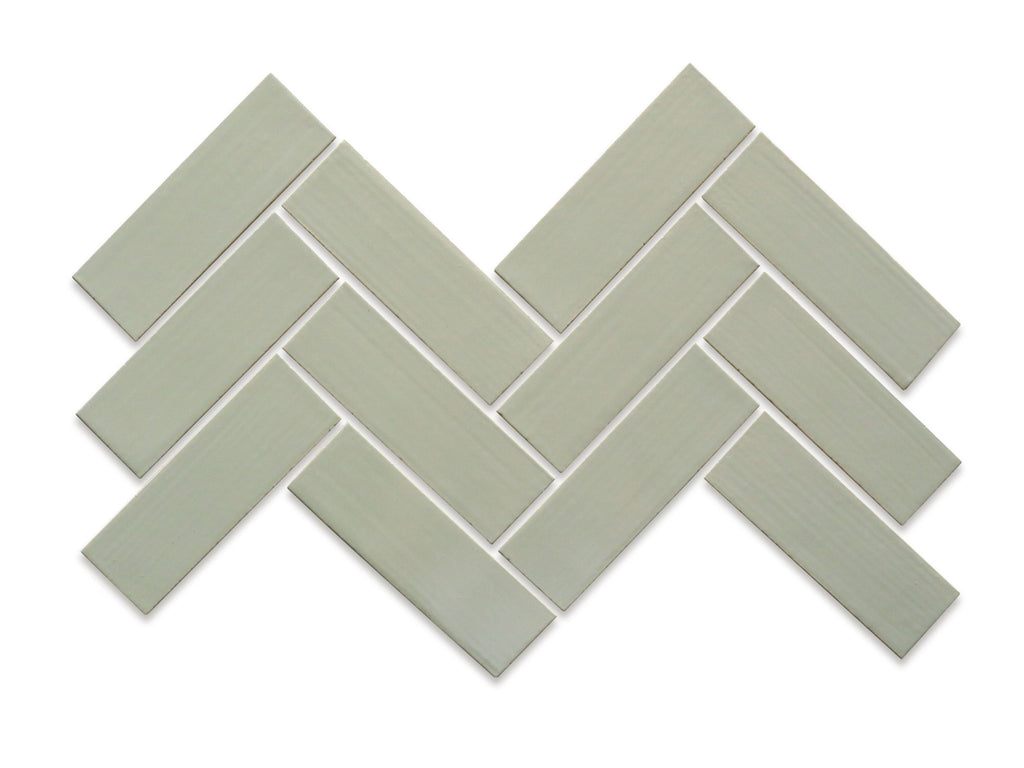 2"x6" Sage Herringbone Mosaic Tile | Mercury Mosaics