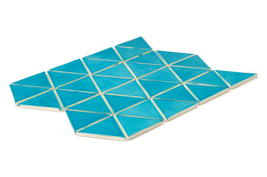 Small Blue Ceramic Triangle Tiles | Handmade by Mercury Mosaics