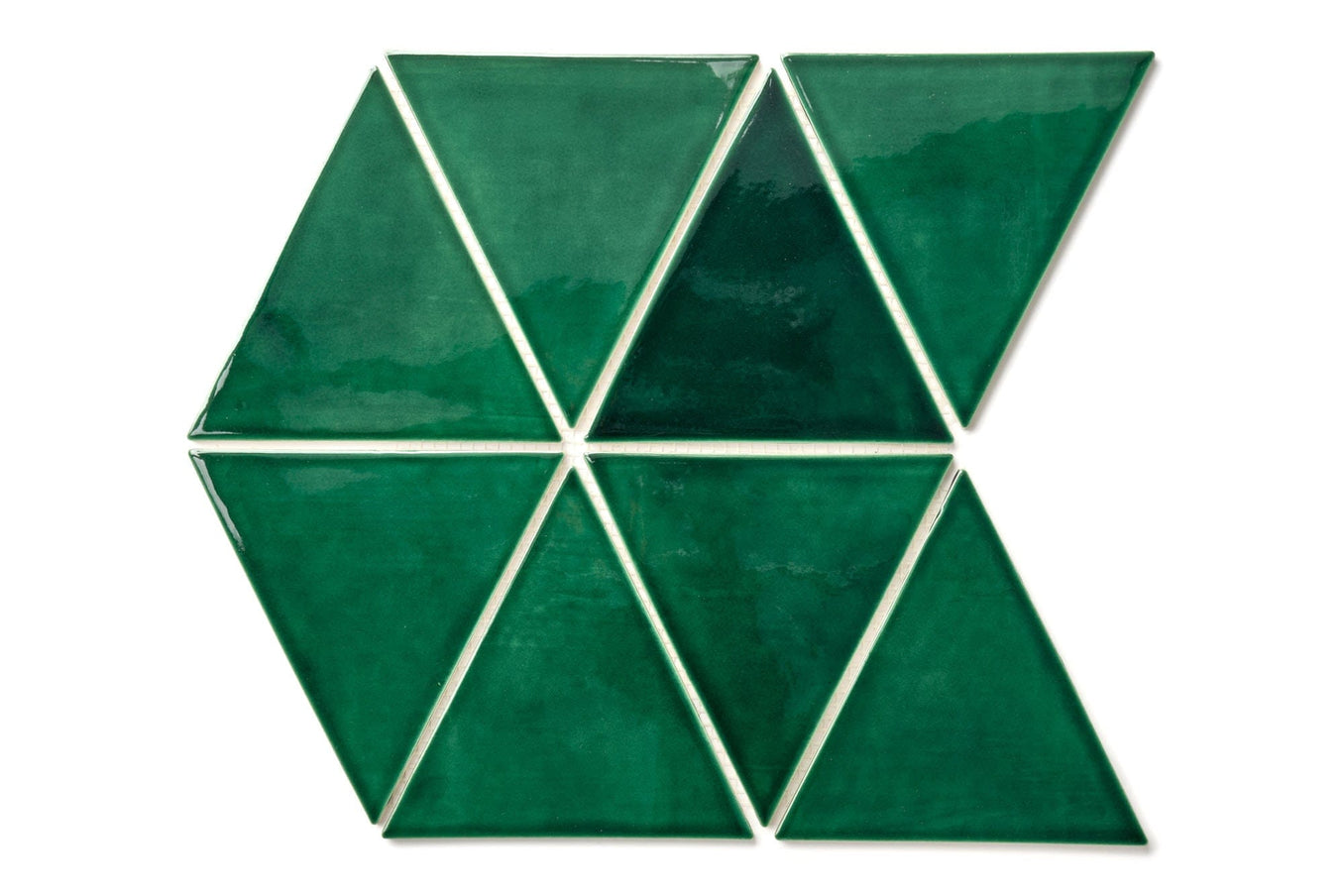 Large Emerald Green Triangle Tiles | Handmade by Mercury Mosaics