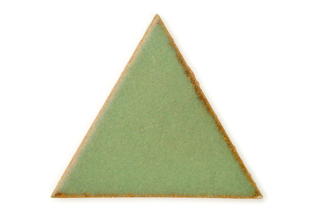 Small Earthy Green Triangle Tiles | Handmade by Mercury Mosaics