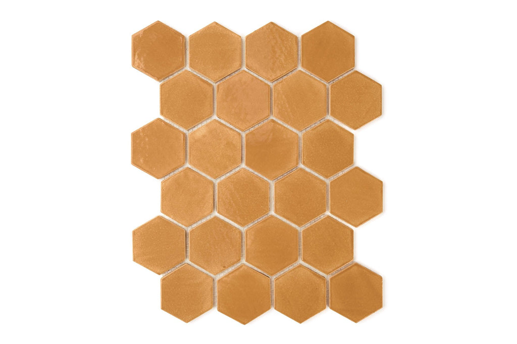 Cider Hexagon Tile | Brown Honeycomb Ceramic Tile – Mercury Mosaics