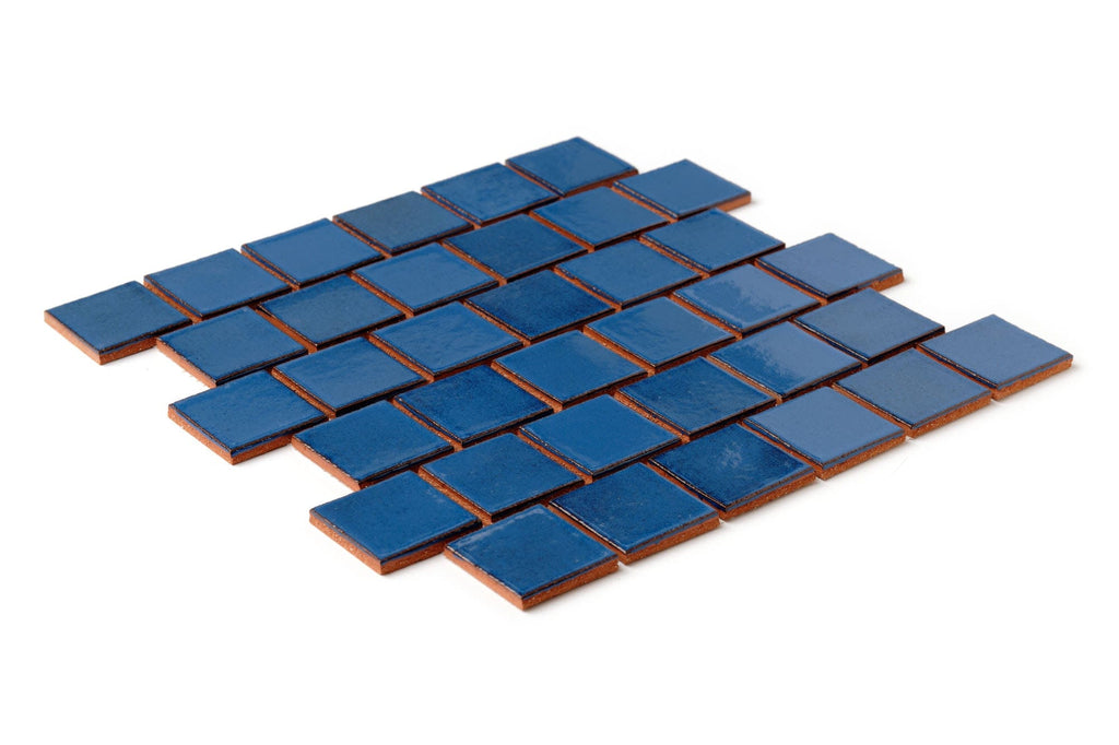 2"x2" Sapphire Blue Staggered Tile | Shop Mercury Mosaics Tile