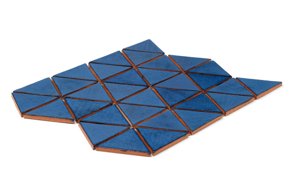 Small Sapphire Blue Triangle Tiles | Handmade by Mercury Mosaics