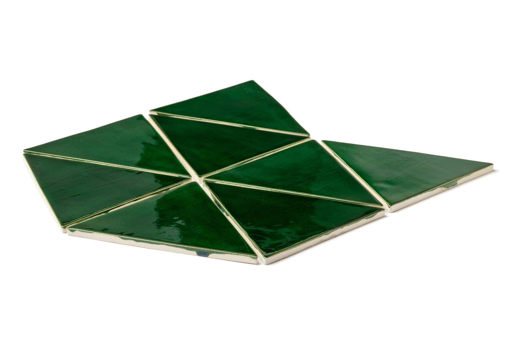 Pine-Green Triangle Ceramic Wall Tiles | Mercury Mosaics