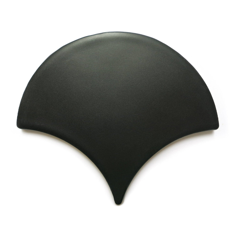 Black Mosaic Tiles | Fish Scale Ceramic Tiles | Mercury Mosaics