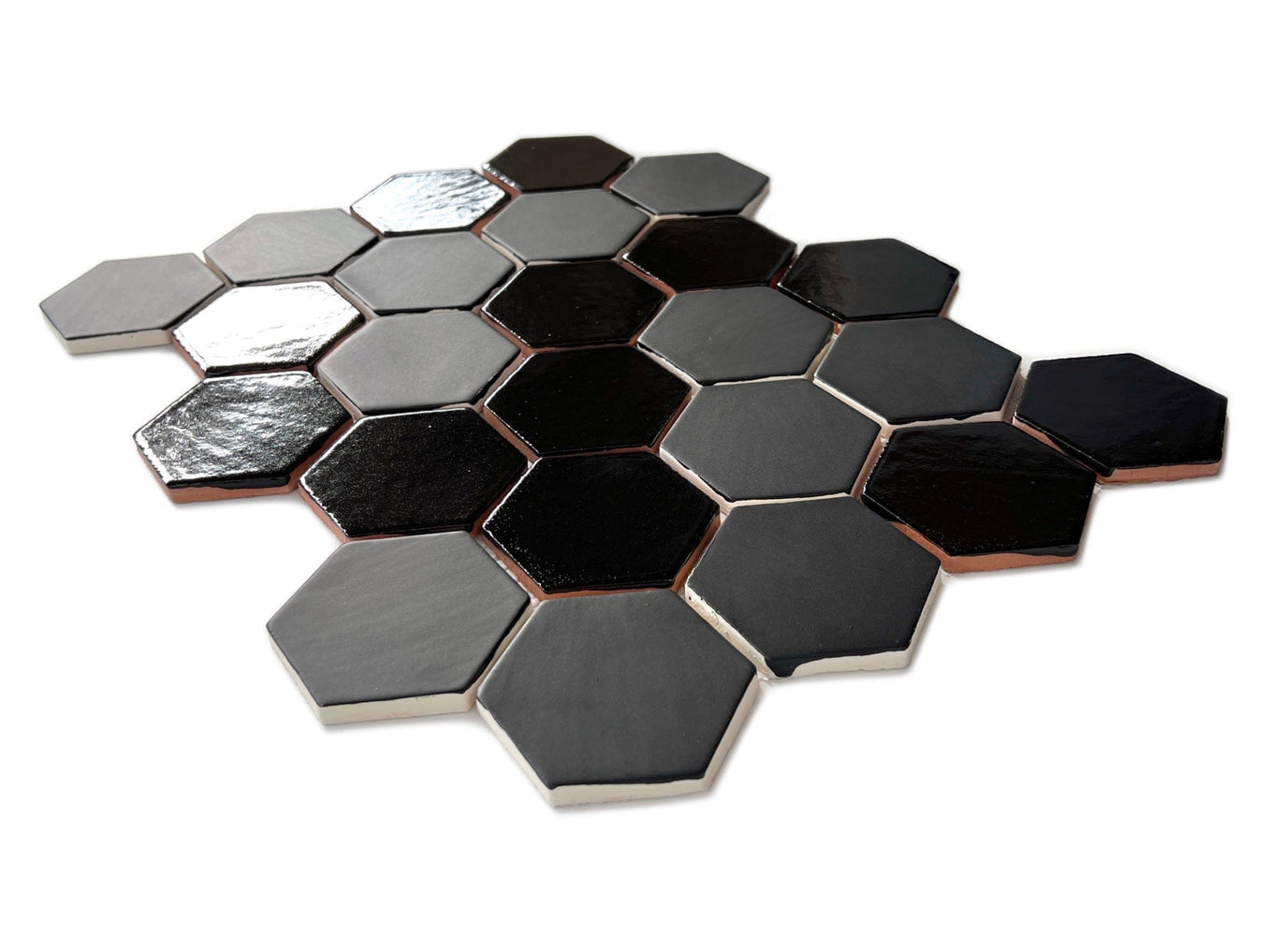 Small Hexagon - Onyx Blend | Handmade Tile by Mercury Mosaics