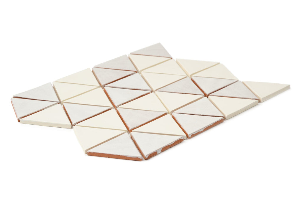 Small White Color Blend Triangle Tiles | Mercury Mosaics