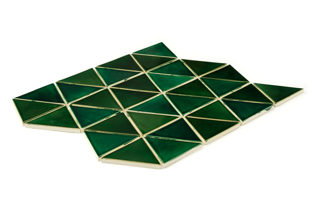 Small Green Blend of Triangle Tiles | Handmade by Mercury Mosaics