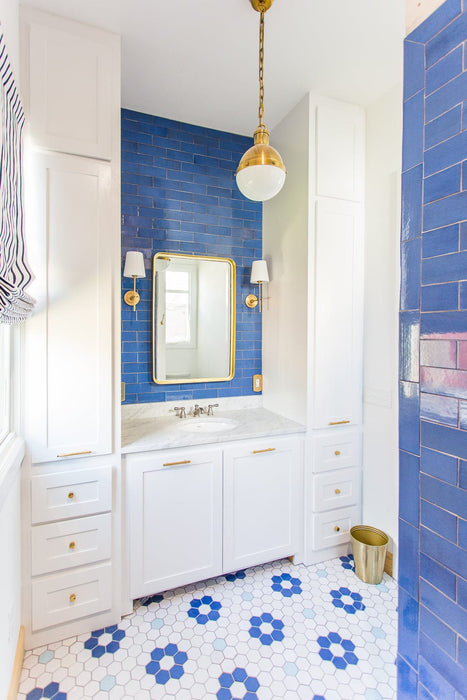 Blue And White Patterned Bathroom Floor Tiles | Floor Roma